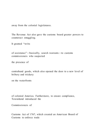 Chapter 5 Imperial Reforms and Colonial Protests, 1763-1774 | DOCX