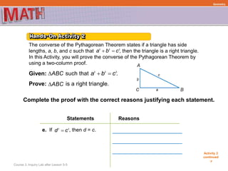 Pythagorean Theorem Two Column Proof