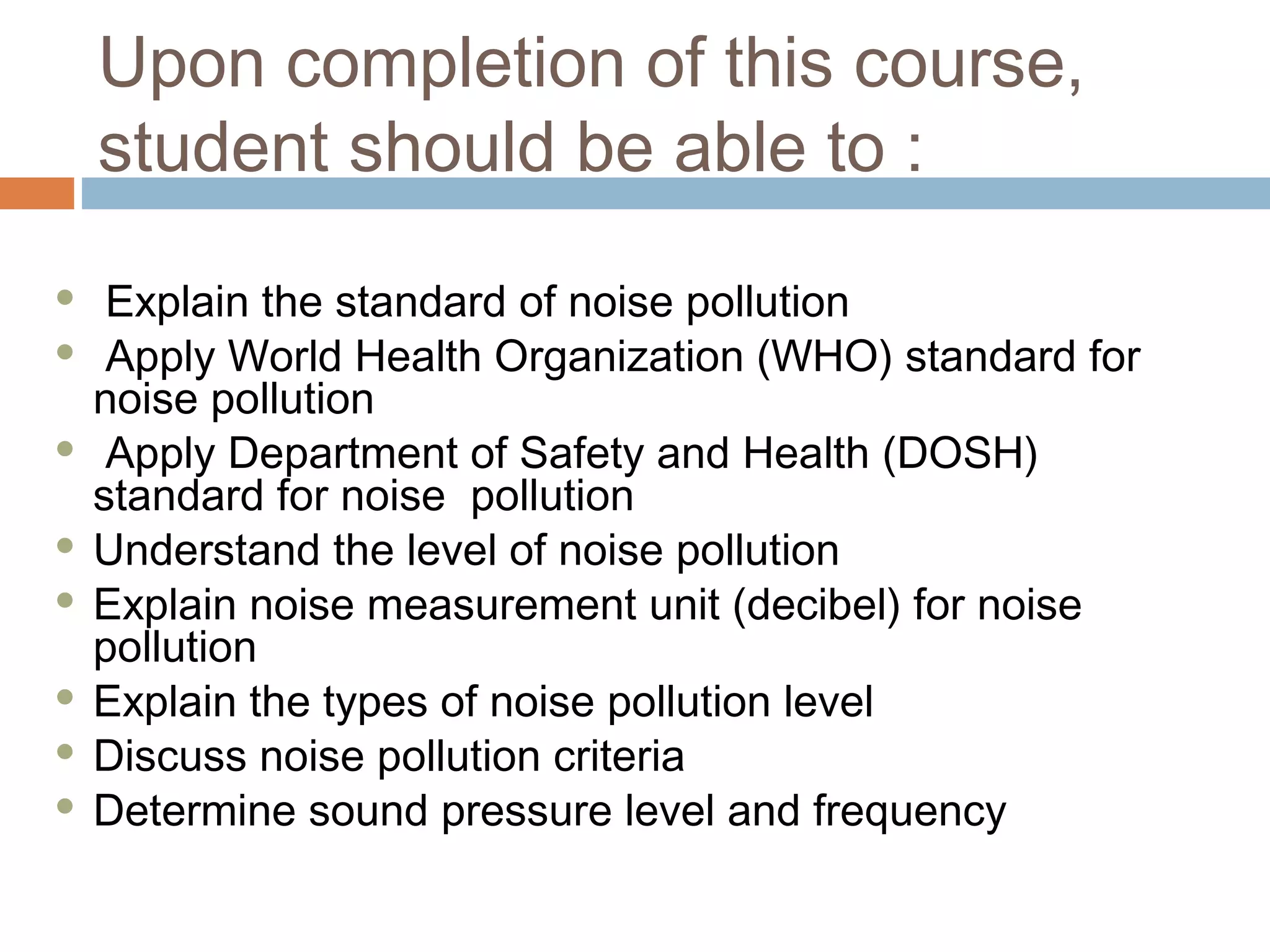 Chapter 5 introduction of noise and noise pollution | PPT