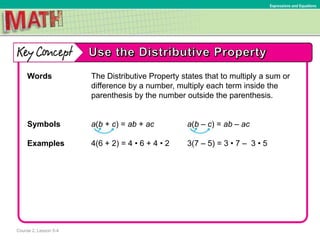 (7) Lesson 5.4 - The Distributive Property | PPTX