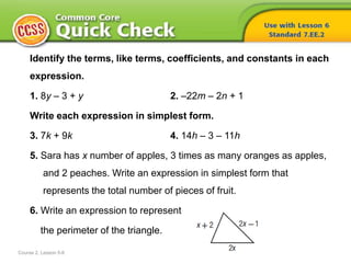 (7) Lesson 5.6 - Simplify Algebraic Expressions | PPTX