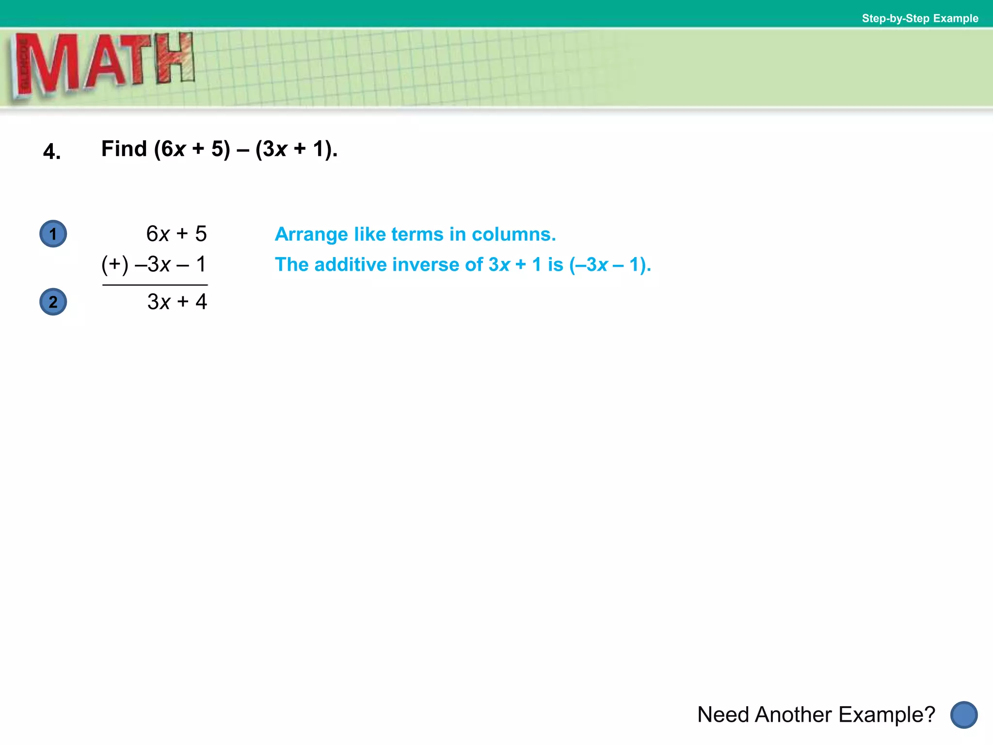 (7) Lesson 5.7 - Subtract Linear Expressions | PPTX