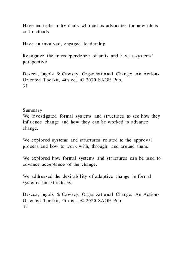 Chapter 5 Navigating Change Through Formal Structures and Syste | DOCX