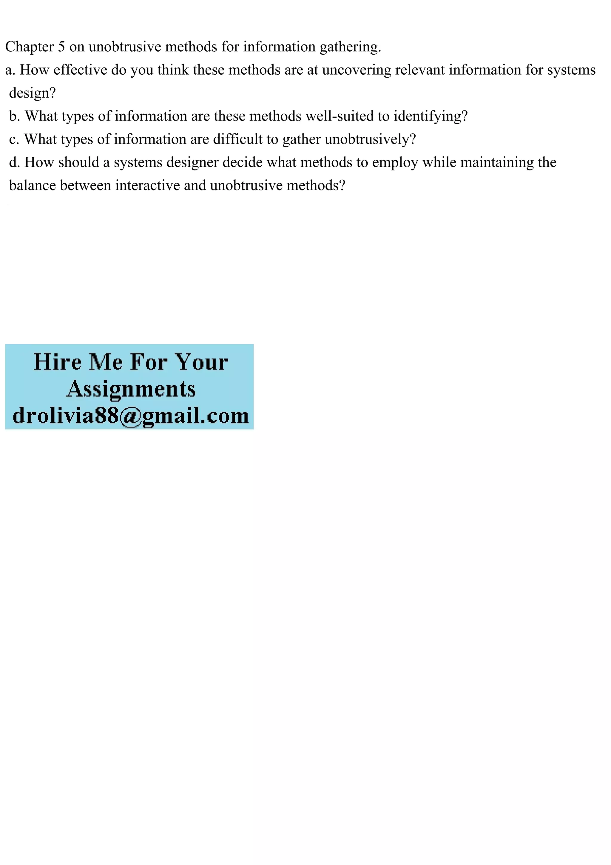 Chapter 5 on unobtrusive methods for information gathering.a. How .pdf