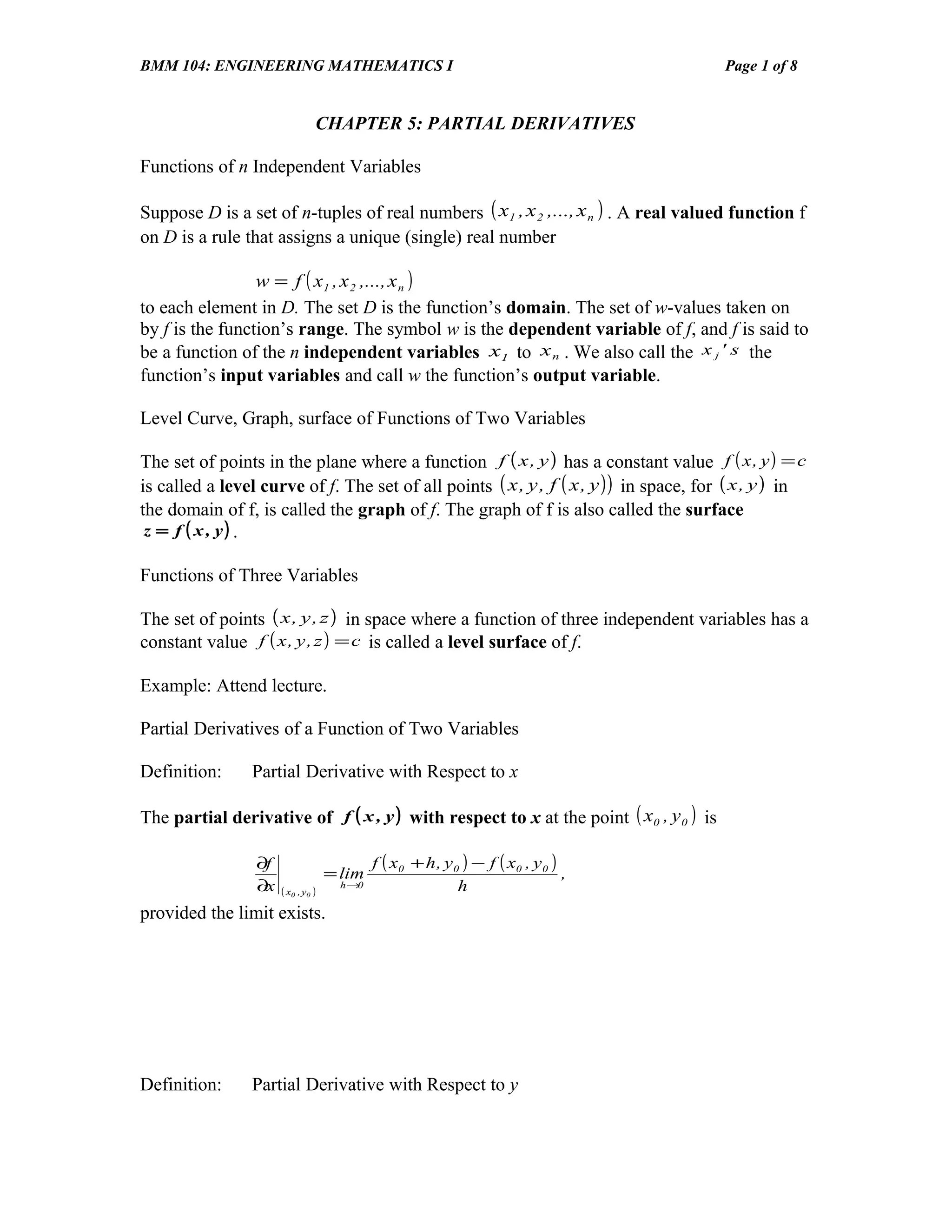 Chapter 5(partial differentiation) | DOC