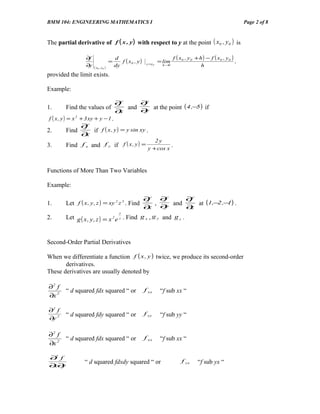 Partial Differentiation Formulas
