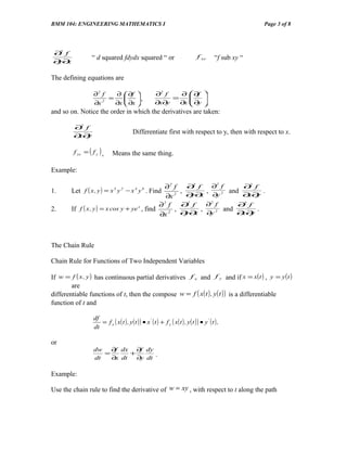 Partial Differentiation Formulas