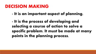 Chapter 5 planning and decision making report | PPTX