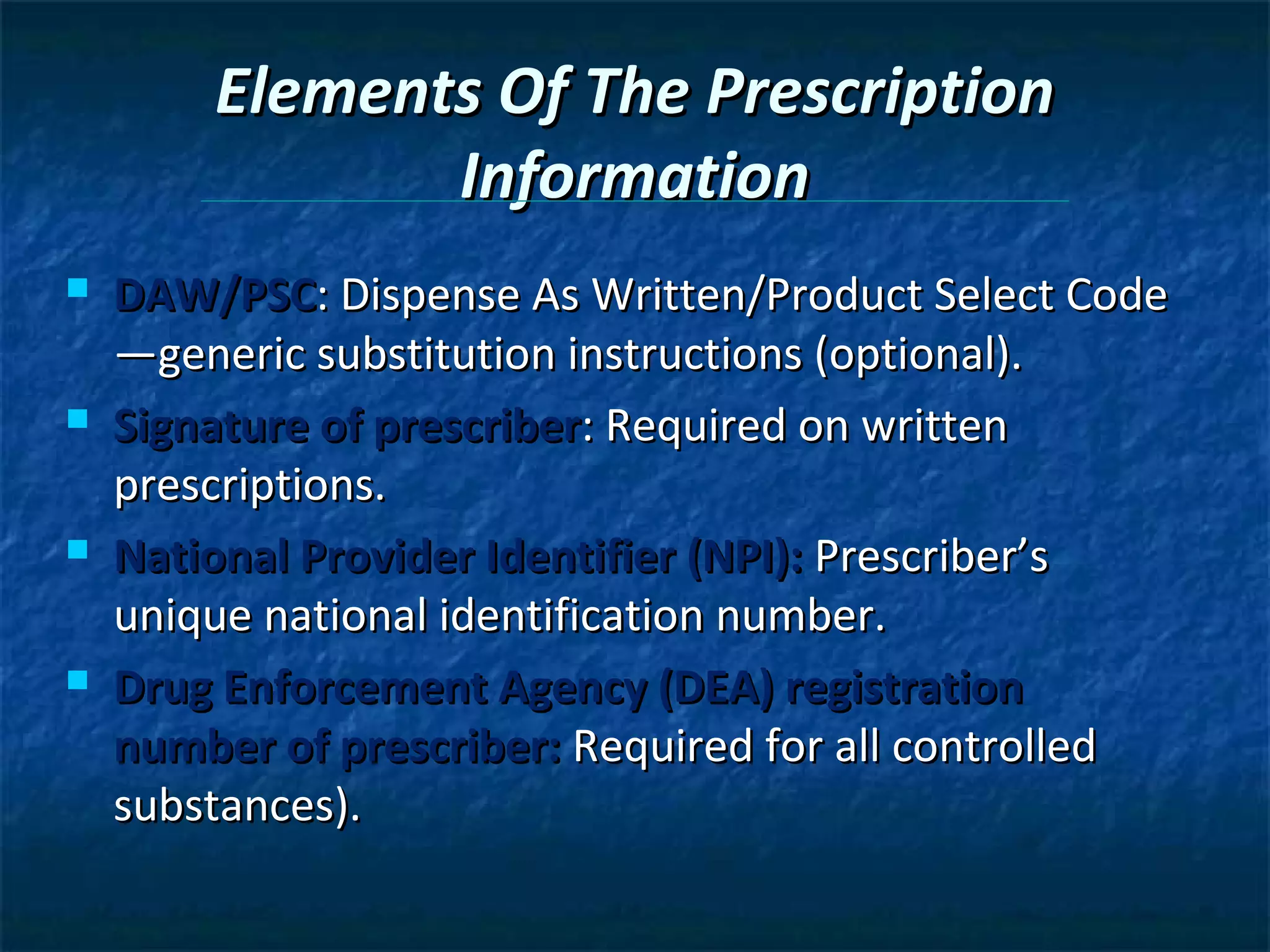 Chapter 5 prescriptions | PPT