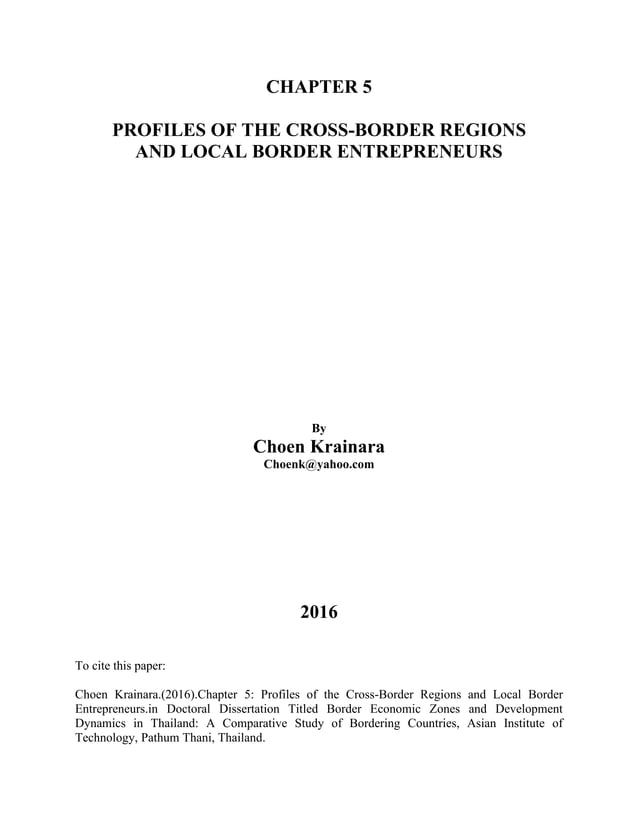 Chapter 5: Profiles of 3 Cross-Border Regions and Local Border ...