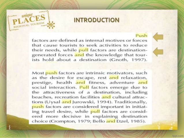 PUSH AND PULL FACTOR OF MALAYSIA TOURISM INDUSTRY | PPT
