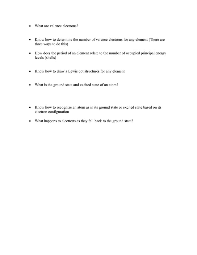 Chemistry - Chp 5 - Electrons in Atoms - Study Guide | PDF