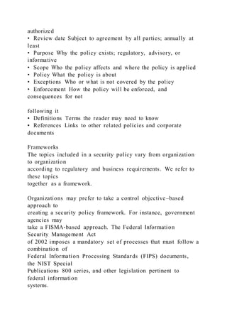 CHAPTER 5 Security Policies, Standards, Procedures, a | DOCX