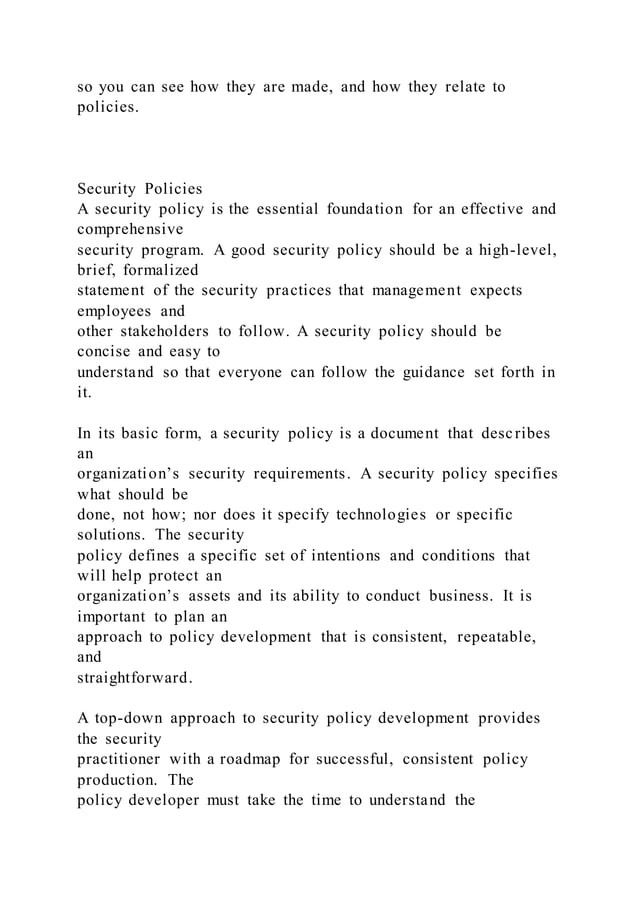 CHAPTER 5 Security Policies, Standards, Procedures, a | DOCX