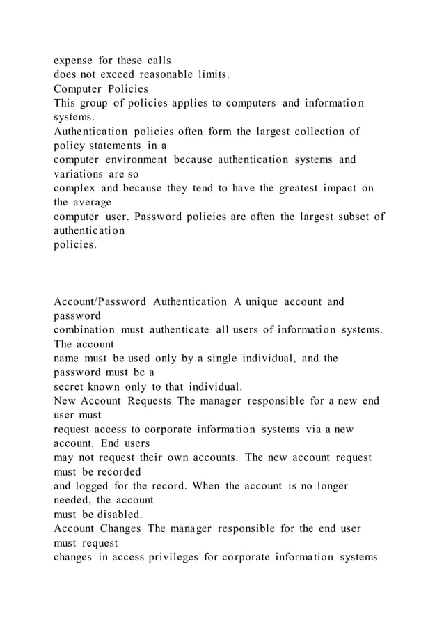 CHAPTER 5 Security Policies, Standards, Procedures, a | DOCX