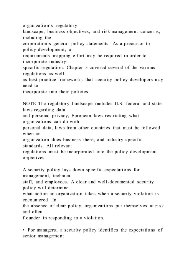 CHAPTER 5 Security Policies, Standards, Procedures, a | DOCX