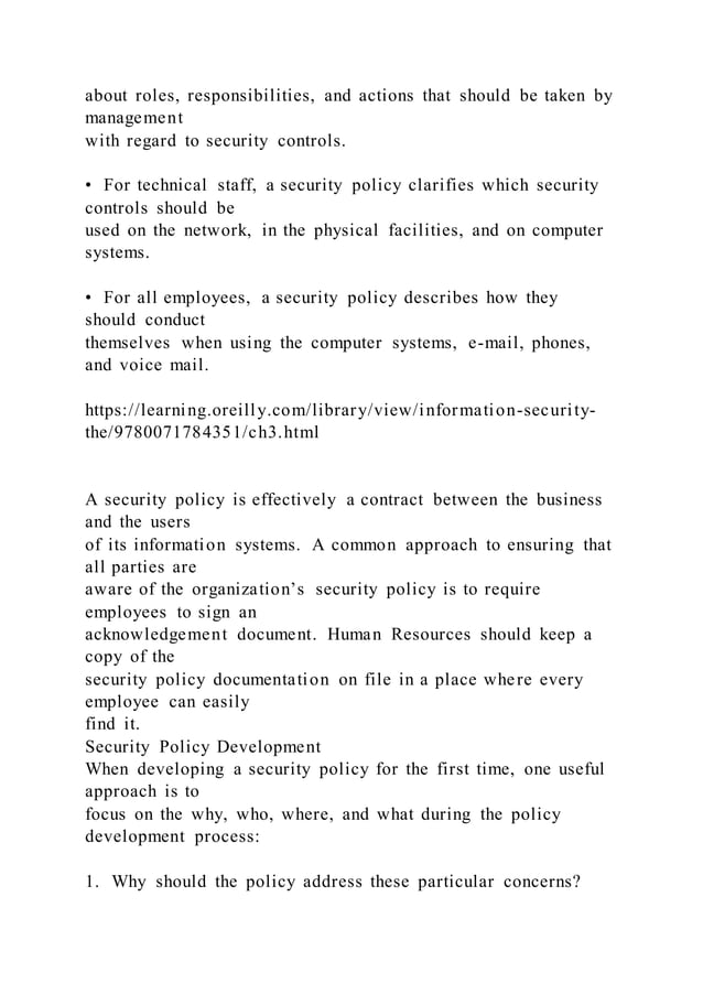 CHAPTER 5 Security Policies, Standards, Procedures, a | DOCX