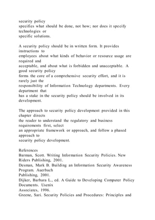 CHAPTER 5 Security Policies, Standards, Procedures, a | DOCX