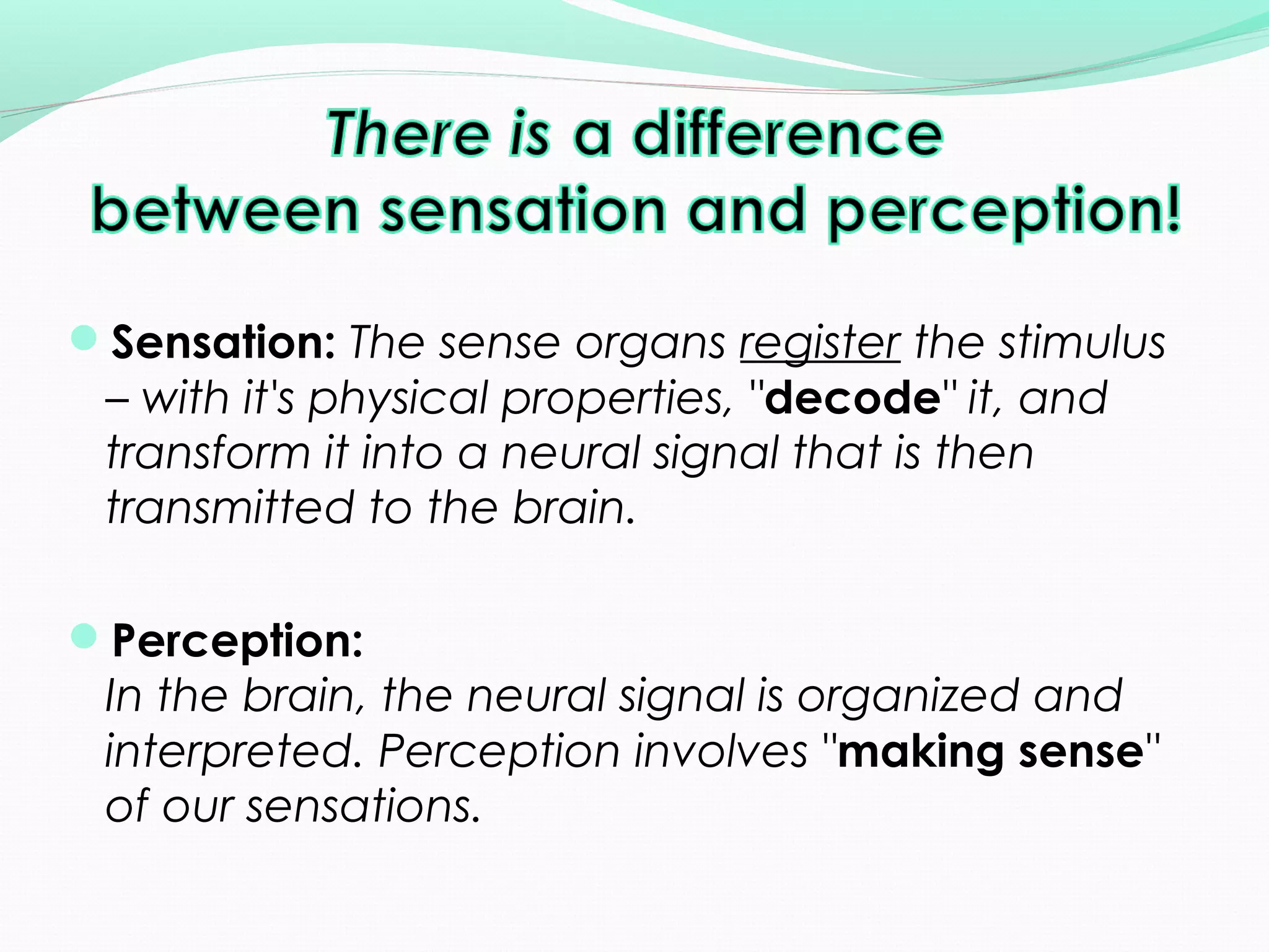 Chapter 5 sensation and perception 1 | PPT