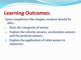 Chapter5 sensors of robots automation latest | PPTX