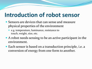 Chapter5 sensors of robots automation latest | PPTX
