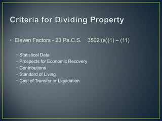 2010 Slicing the Pie: Equitable Distribution in Pennsylvania | PPTX