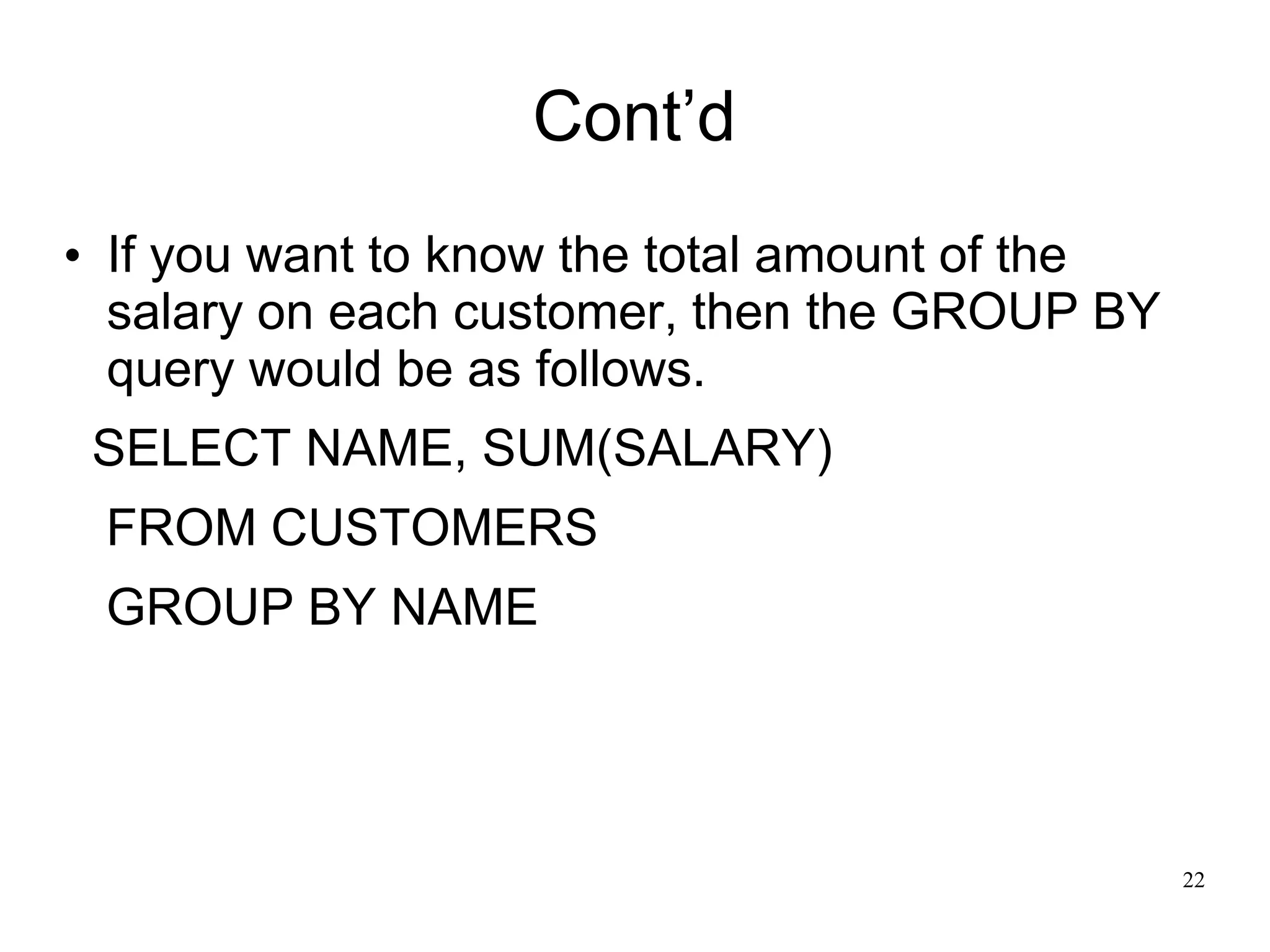 Structure Query Language Database Course Ppt 6362