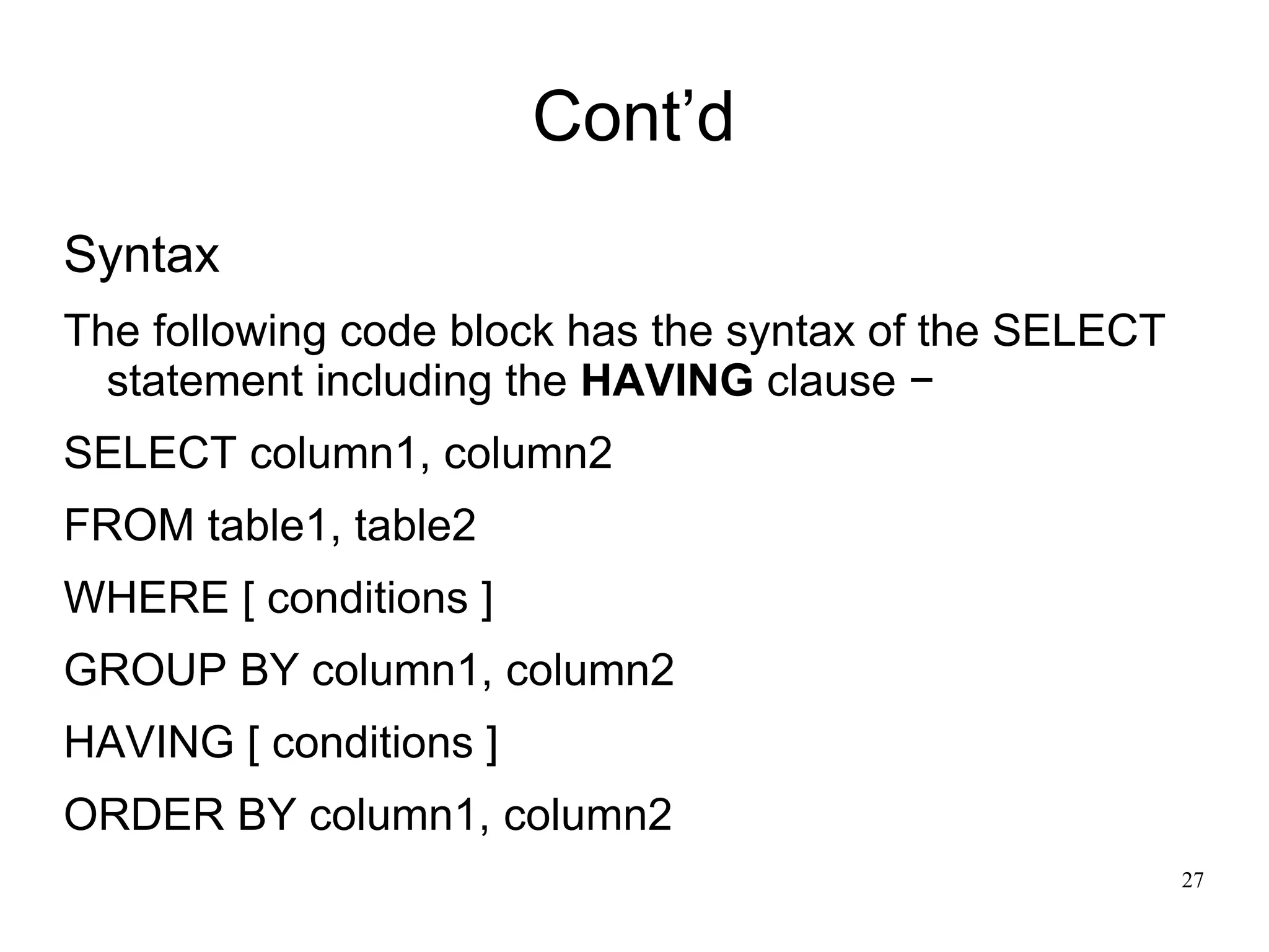 Structure Query Language Database Course Ppt 3940