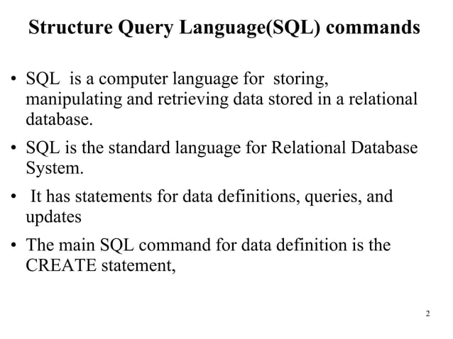 Structure Query Language Database Course Ppt