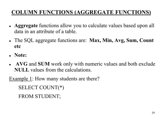 Structure Query Language Database Course Ppt