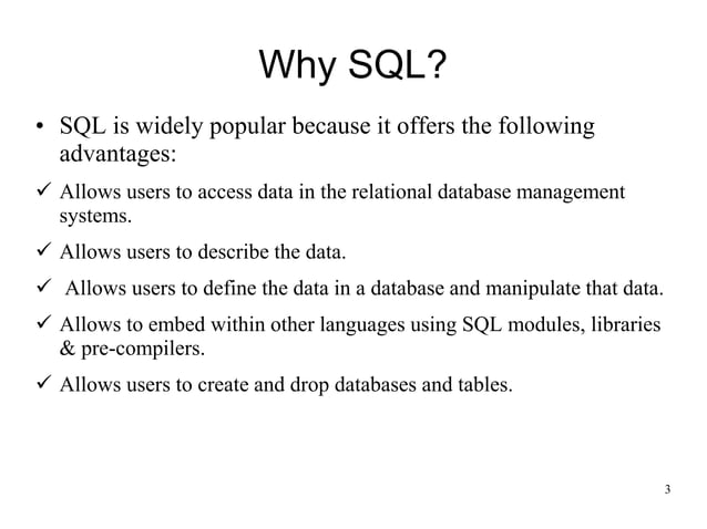 Structure query language, database course | PPT