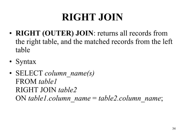 Structure query language, database course | PPT