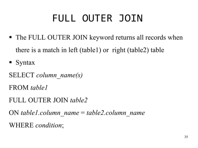 Structure Query Language Database Course Ppt