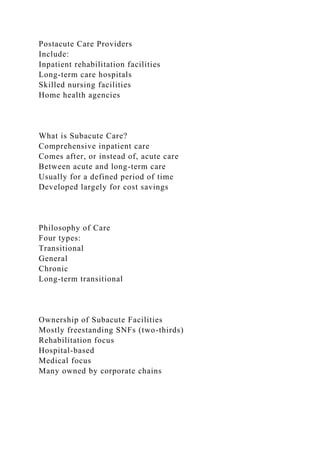 Chapter 5Subacute andPostacute CareLearning .docx