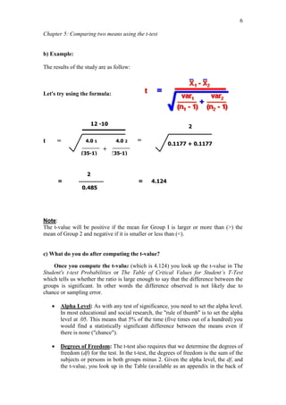 Chapter 5 t-test | PDF