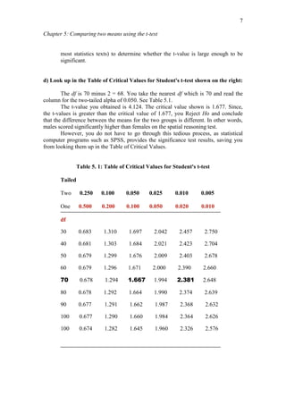 Chapter 5 t-test | PDF
