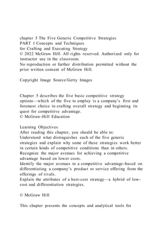 chapter 5 The Five Generic Competitive StrategiesPART 1 Concep | DOCX
