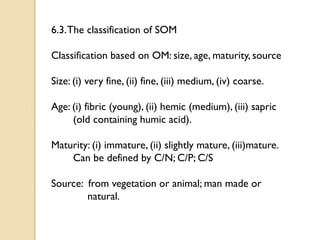 Soil Fertility, Fertilizer, and Fertiizization. Chapter 5 THE OM AND ...