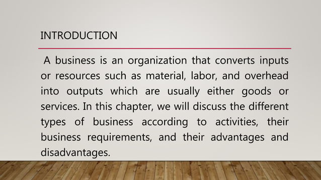 Chapter 5 types of business according to activities | PPTX