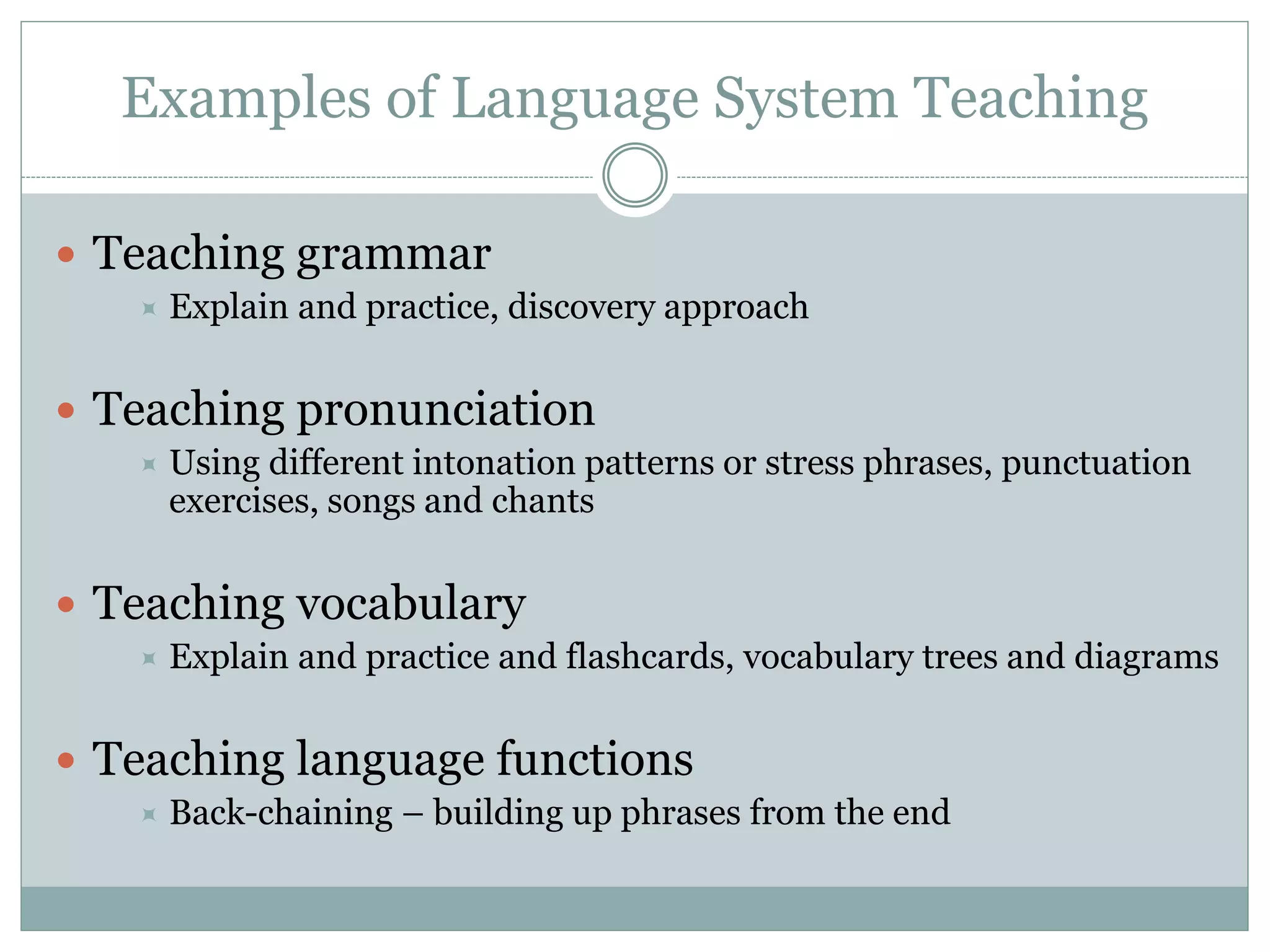 TEFL - Teaching The Language System | PPTX
