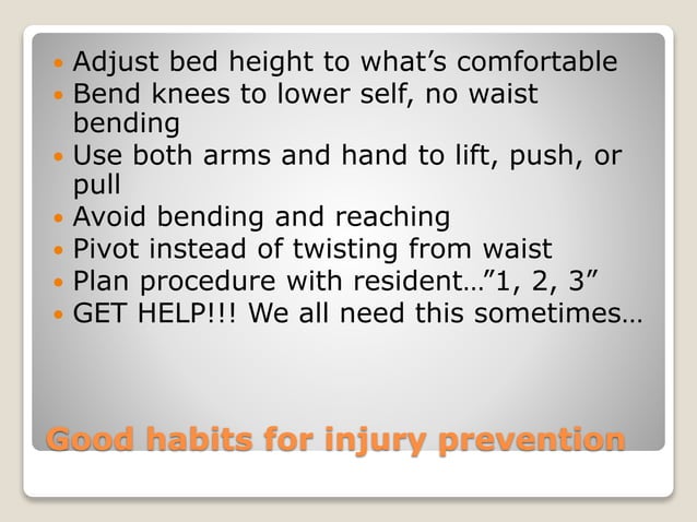 Lecture: Chapter 6 - Safety and Body Mechanics | PPT