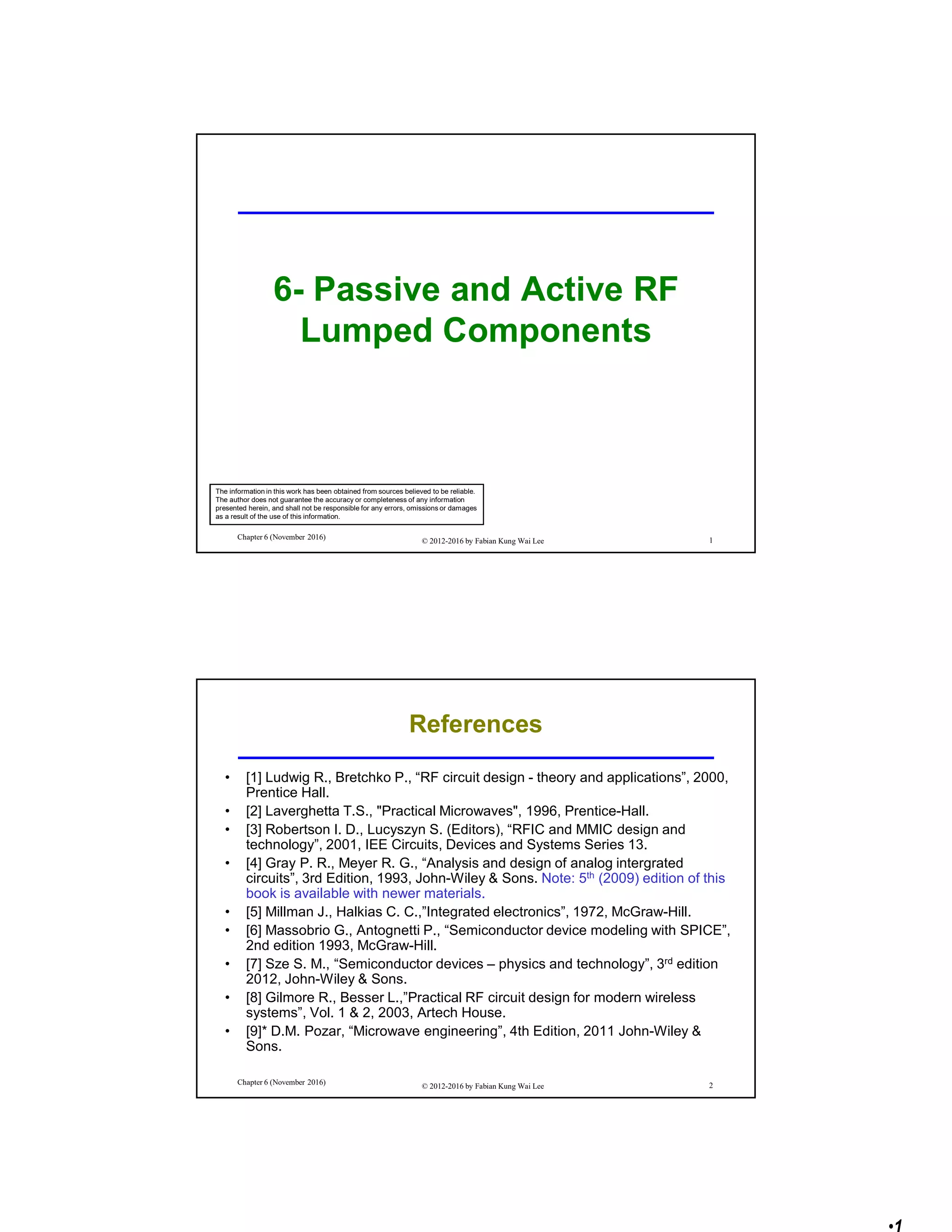 Chapter6 - Review of Passive and Active RF Lumped Components | PDF