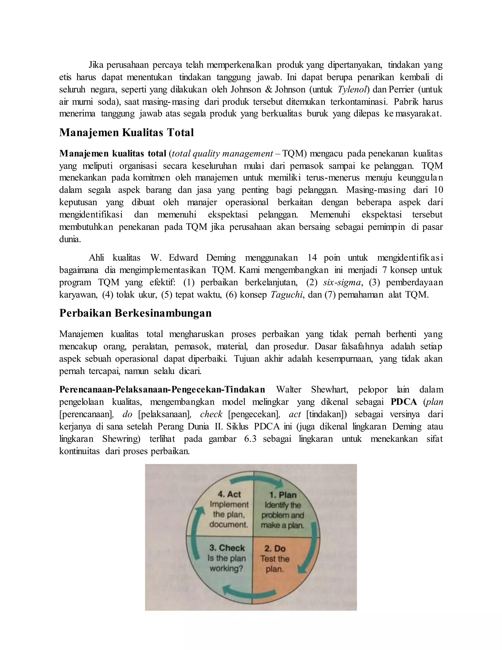 Chapter 6 Manajemen Operasi | DOCX