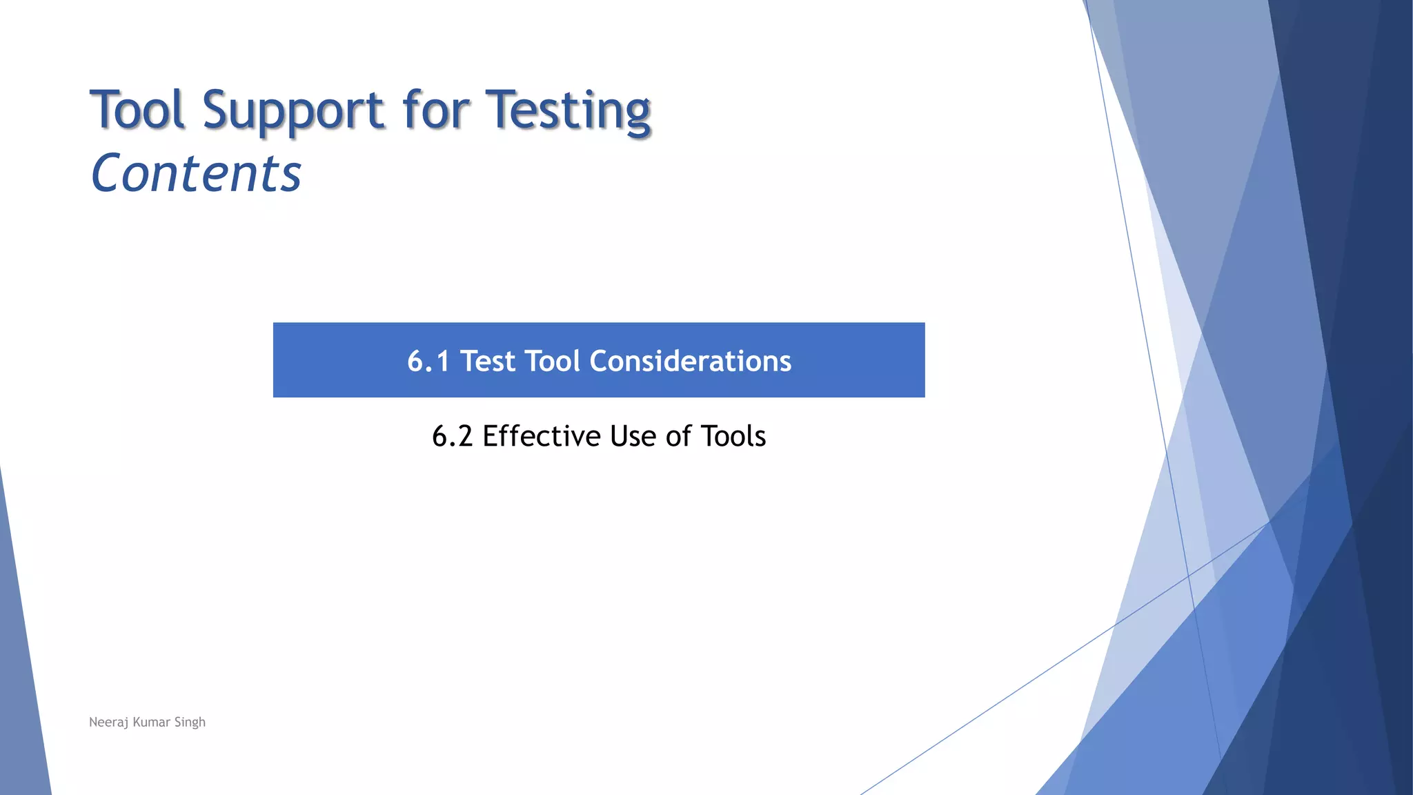 Chapter 6 - Tool Support for Testing | PPTX