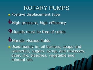 Pumps Fluid Mechanics and machinery , different types of pumps | PPT