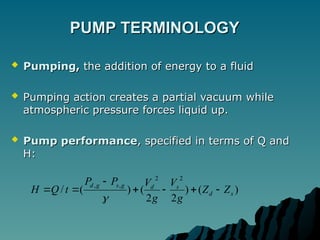Pump Course: Fluid Mechanics & Machinery | PPT