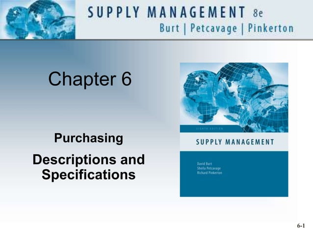 Chapter 6 Purchasing Descriptions and Specifications | PPTX | Business ...