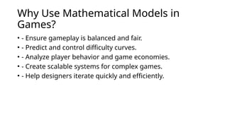 Chapter 6: Mathematical Models and SImulation | PPTX