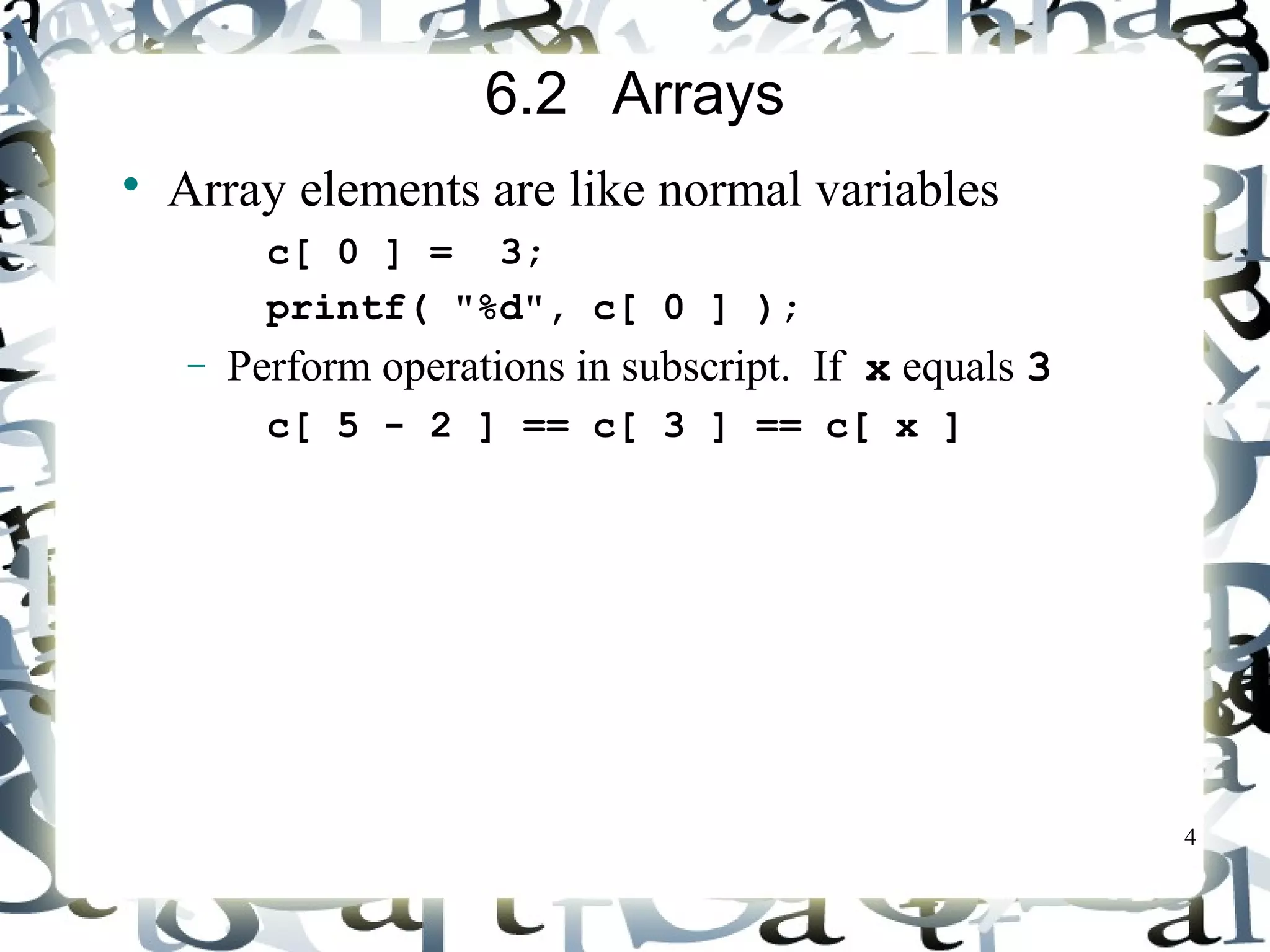 Chapter 6 arrays part-1 | PPT