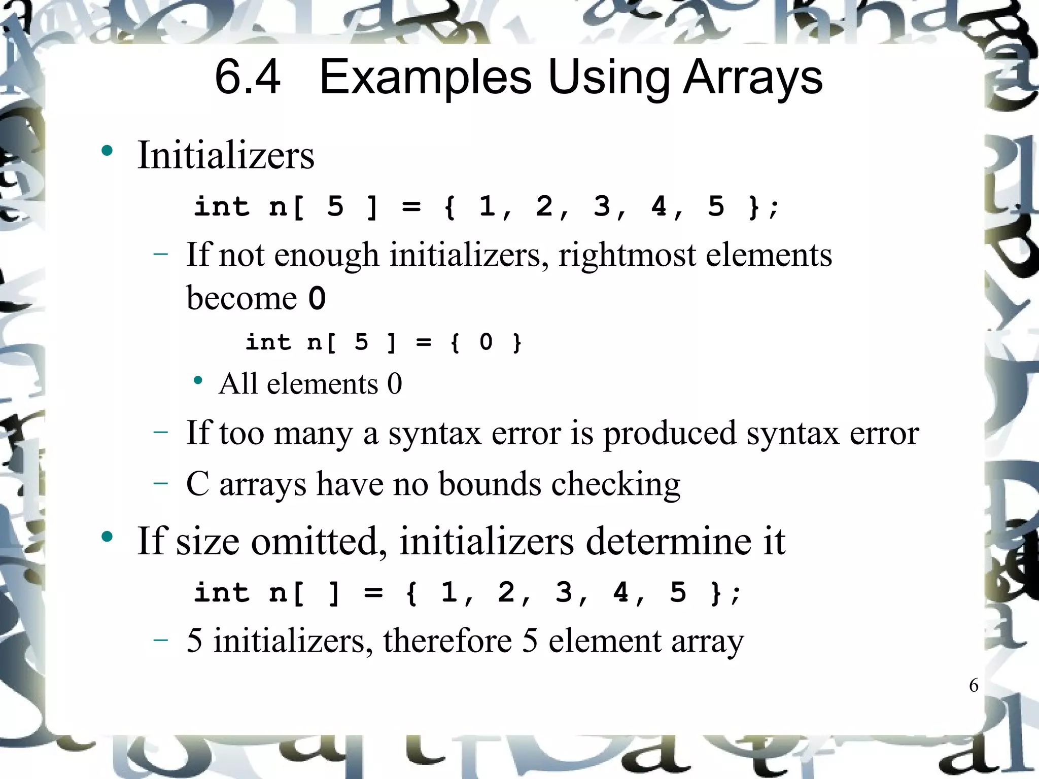 Chapter 6 arrays part-1 | PPT